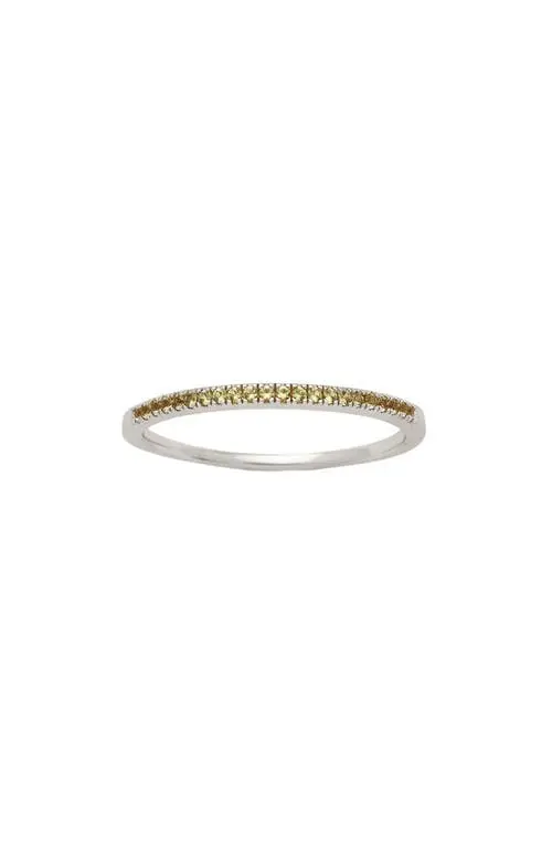 MADE BY MARY Birthstone Stacking Ring With Emerald Cubic Zirconia - Silver August