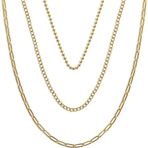 Argento Vivo Triple Row Layered Chain Necklace - Gold