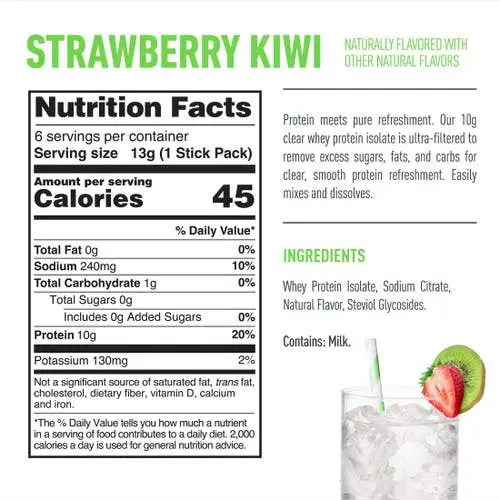 ISOPURE Protein Water Stickpacks Strawberry Kiwi