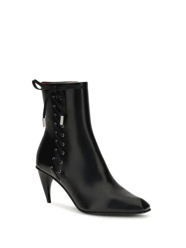 Alexander McQueen Curved-heel Leather Ankle Boots With Side Lacing