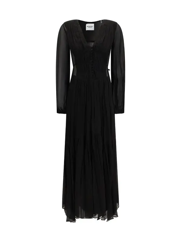 Isabel Marant Étoile Marant Buttoned Sheer Long Dress - Black