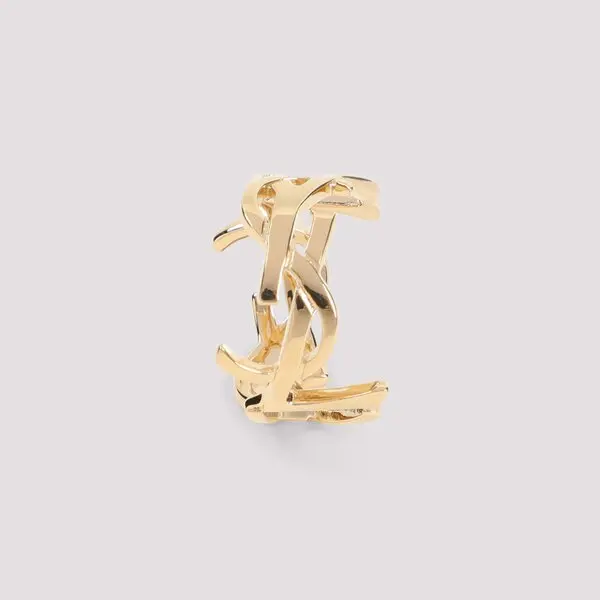 Saint Laurent Cassandre Logo Ring In Gold Tone Brass - Silver