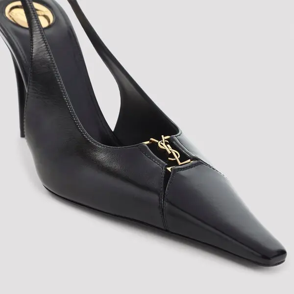 Saint Laurent Babylone Leather Slingback Pumps