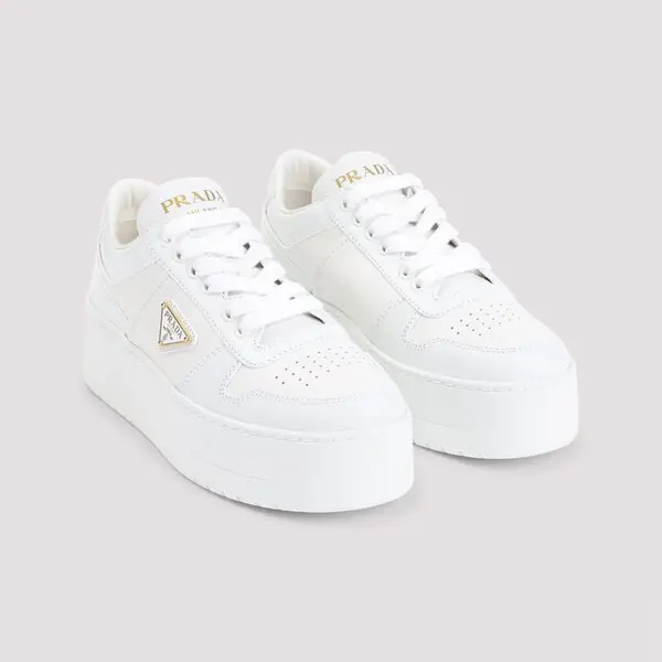 Prada Downtown Bold Calf Leather Platform Sneakers - White