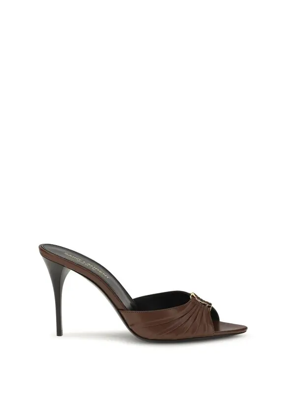 Saint Laurent Babylone Smooth Leather Mules - Brown