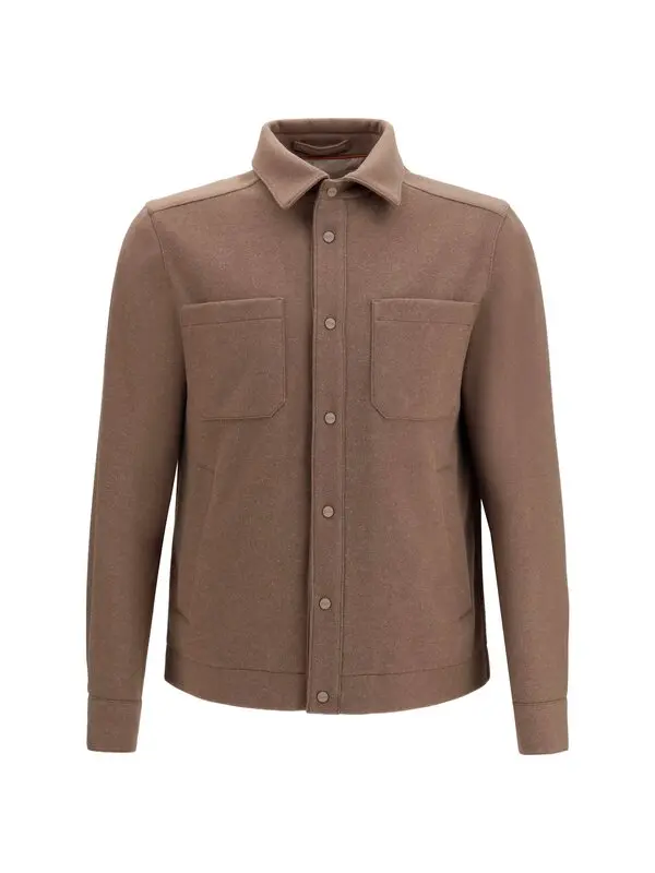 Herno Snap-button Jacket With Patch Chest Pockets - Brown