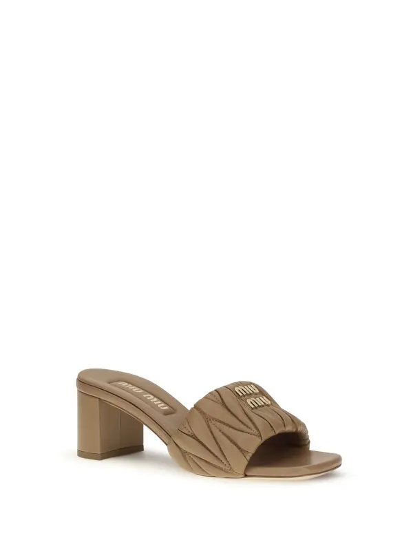 Miu Miu Logo Monogram Padded Lambskin Sandals