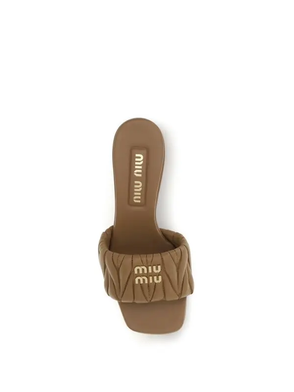 Miu Miu Logo Monogram Padded Lambskin Sandals