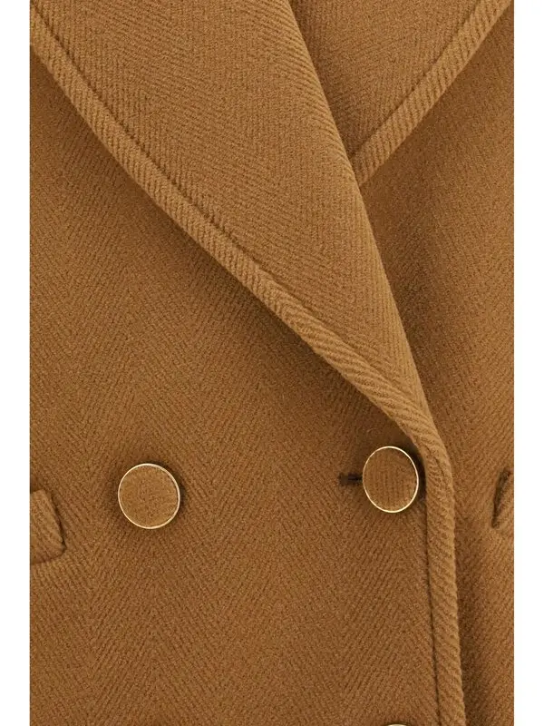Chloé Double-breasted Herringbone Wool Short Coat