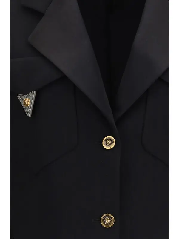 Versace Cropped Wool Blazer With Medusa Hardware