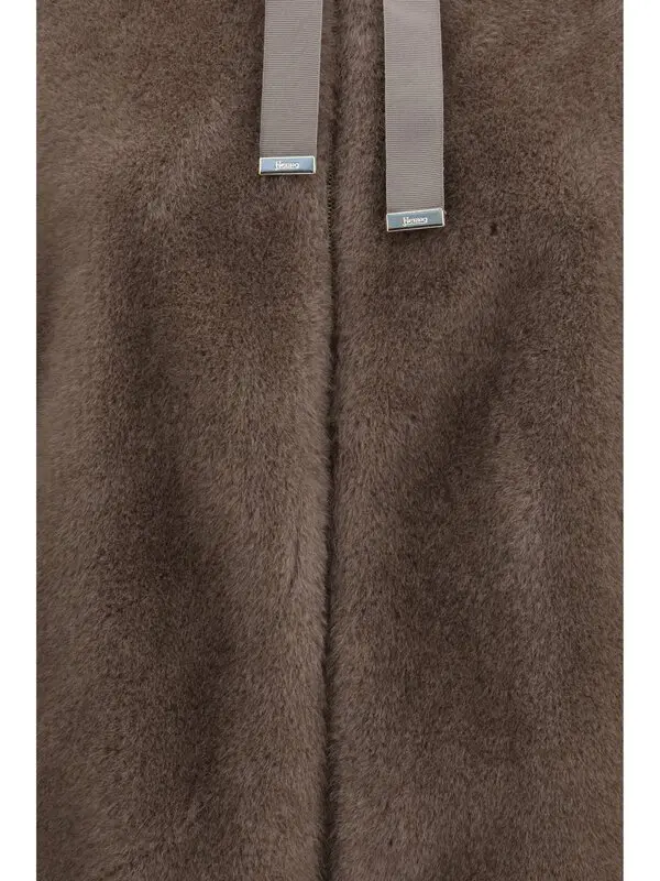Herno Hooded Jacket In Eco-fur - Brown