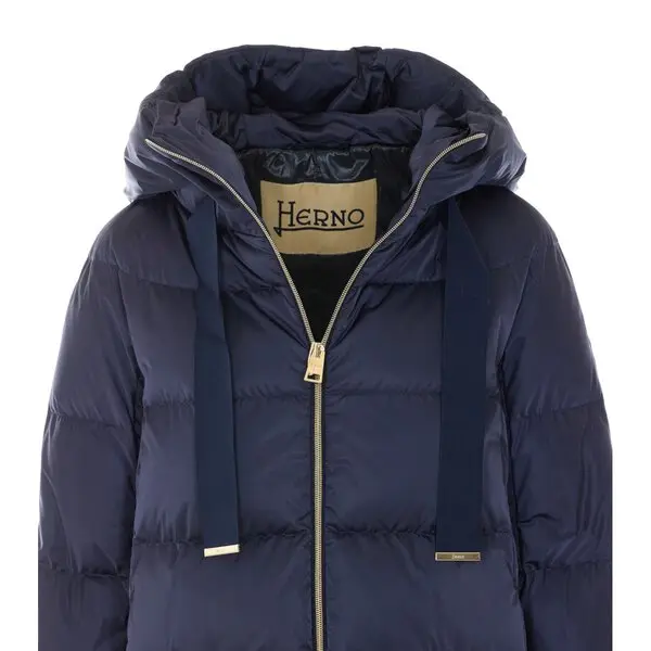 Herno Ultralight Nylon Down Jacket With Faux Fur Collar - Blue