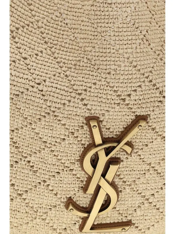 Saint Laurent Icare Hobo Bag In Raffia - Cream