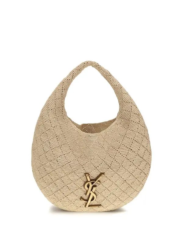 Saint Laurent Icare Hobo Bag In Raffia - Cream