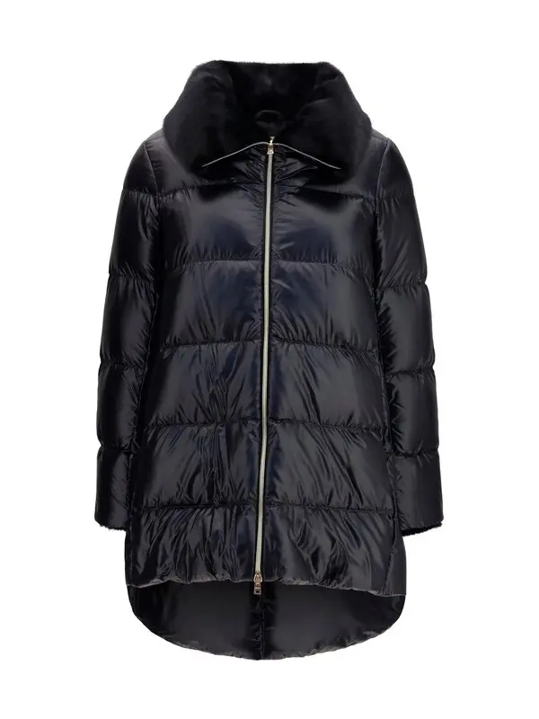Herno Ultralight Nylon Down Jacket With Faux Fur Collar - Black