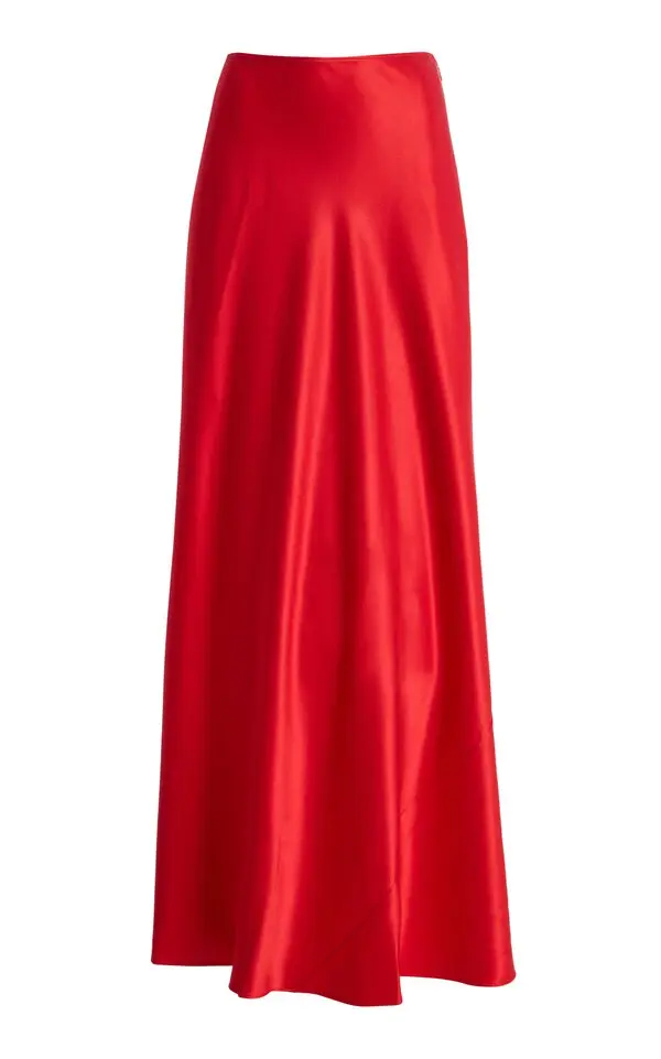 HEIRLOME Perla Silk Maxi Skirt - Red