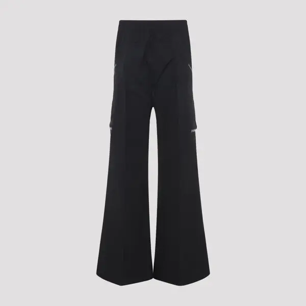 Rick Owens Flared Cotton Pants With Zip Details - Black
