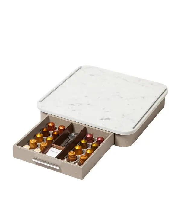 GIOBAGNARA Leather And Marble Saint-germain Coffee Drawer Organiser