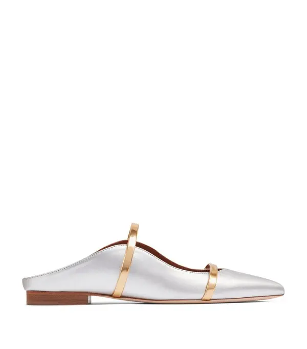 MALONE SOULIERS Maureen Metallic Leather Mules - Silver