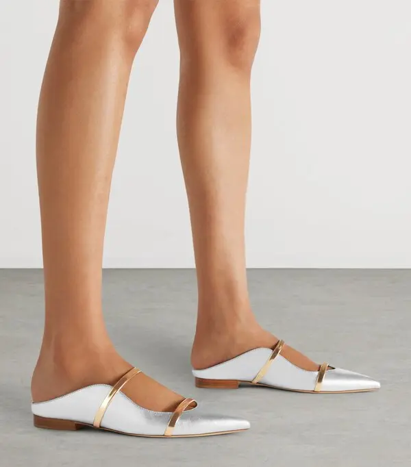 MALONE SOULIERS Maureen Metallic Leather Mules - Silver
