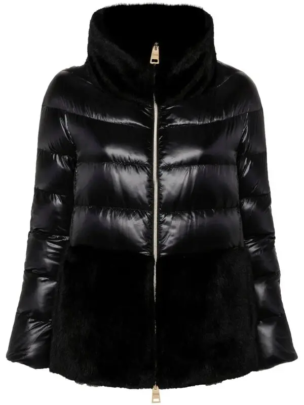 Herno Ultralight Nylon And Lady Alternative Fur Cape