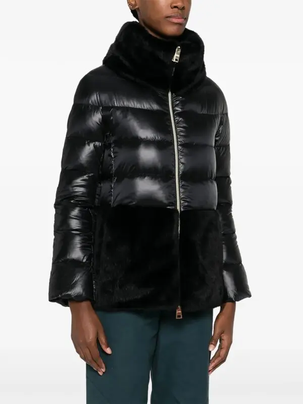 Herno Ultralight Nylon And Lady Alternative Fur Cape