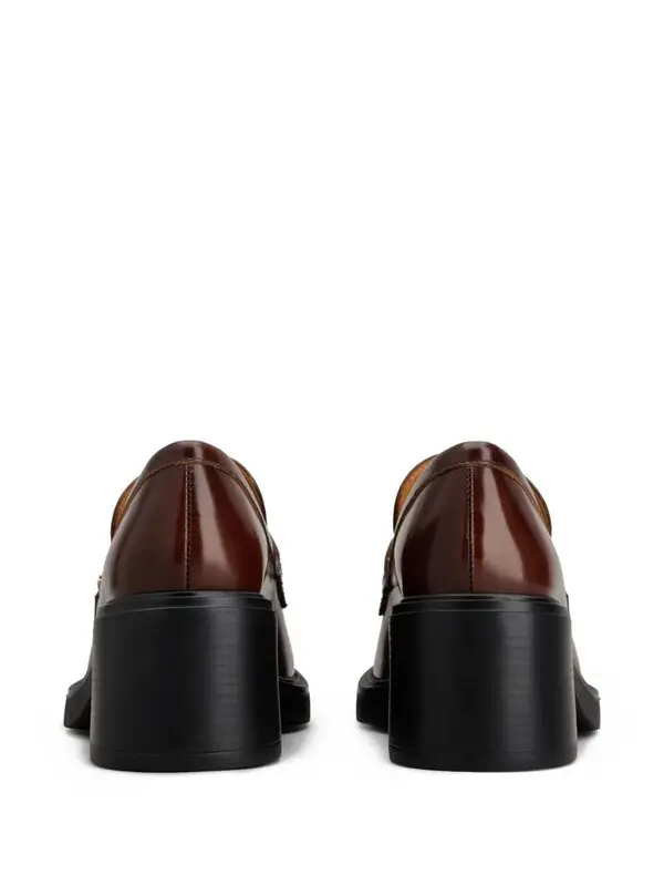 TOD'S Leather Heeled Penny Loafers - Brown