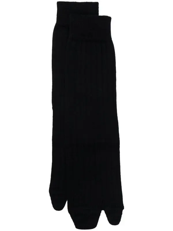 MAISON MARGIELA Jersey-wool Tabi Crew-length Socks - Black