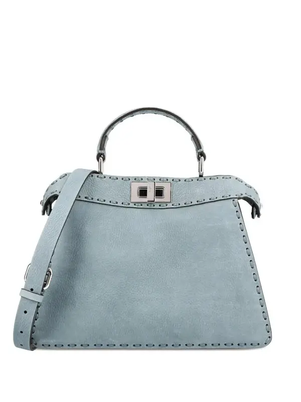 Fendi Peekaboo Iseeu Small Bag In Nubuck Leather - Silver