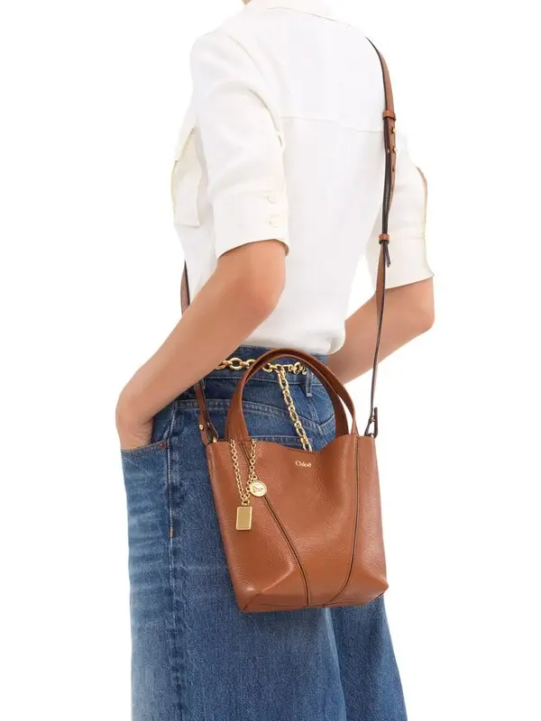 Chloé Spin Small Tote Bag In Grainy Leather - Multicolor