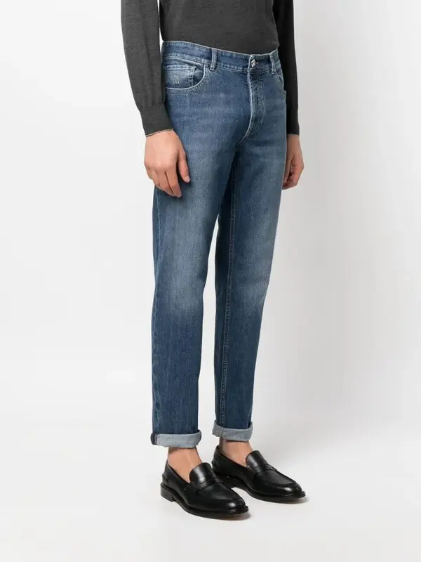 Brunello Cucinelli Traditional Fit Five-pocket Trousers In Comfort Cotton Denim - Blue