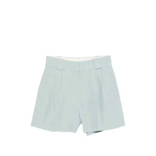 BLAZÉ MILANO Pleated Silk And Linen Blend Shorts - Blue