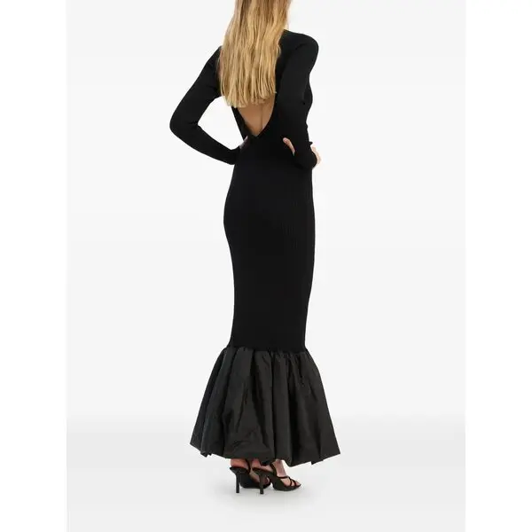 ROTATE BY BIRGER CHRISTENSEN Knit Open Back Maxi Dress With Ruffled Hem