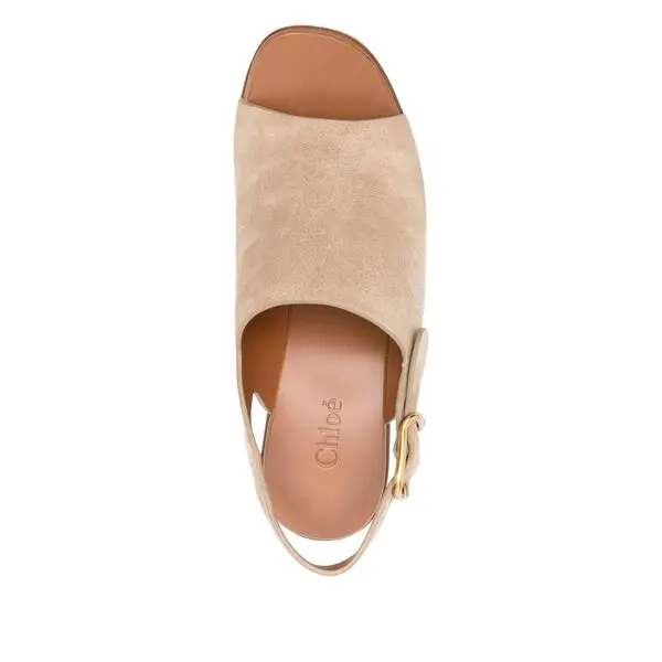 Chloé Open Toe Buckled Espadrille Trim Flatform Sandals