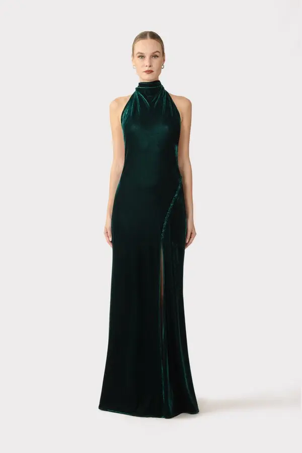 SAU LEE Penelope Velvet Gown - Emerald