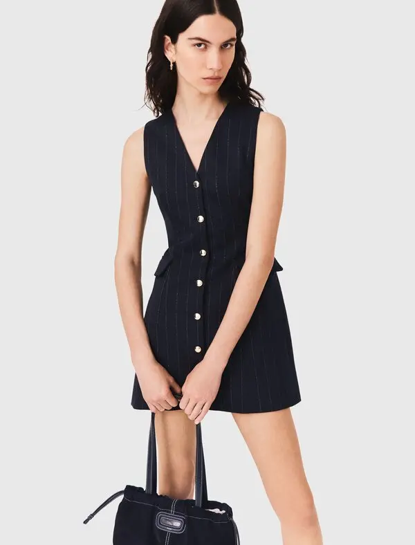 Maje Sleeveless Tailored Lurex Dress