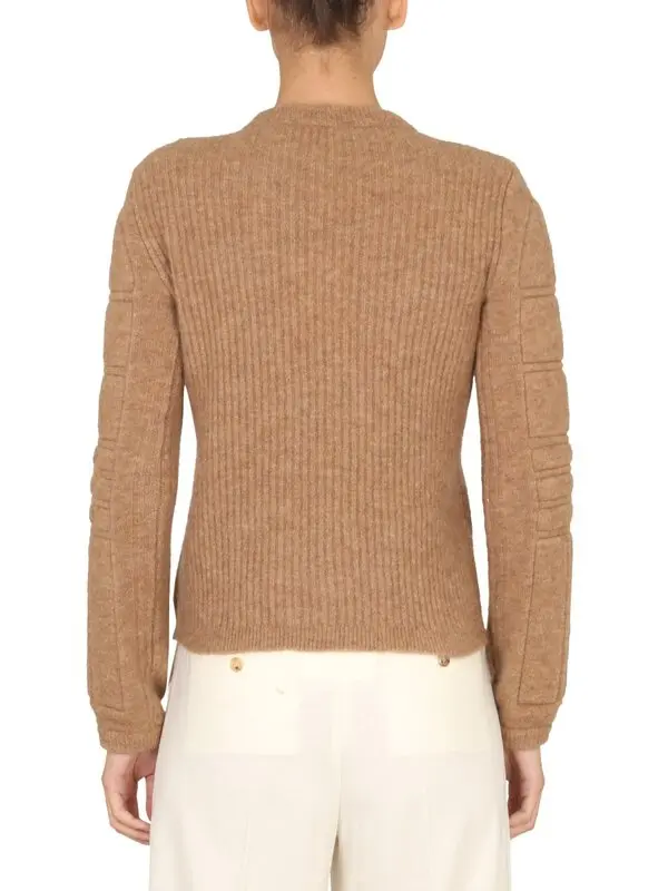 Max Mara Mohair Yarn Knit Sweater With Ribbed Detailing - Cream