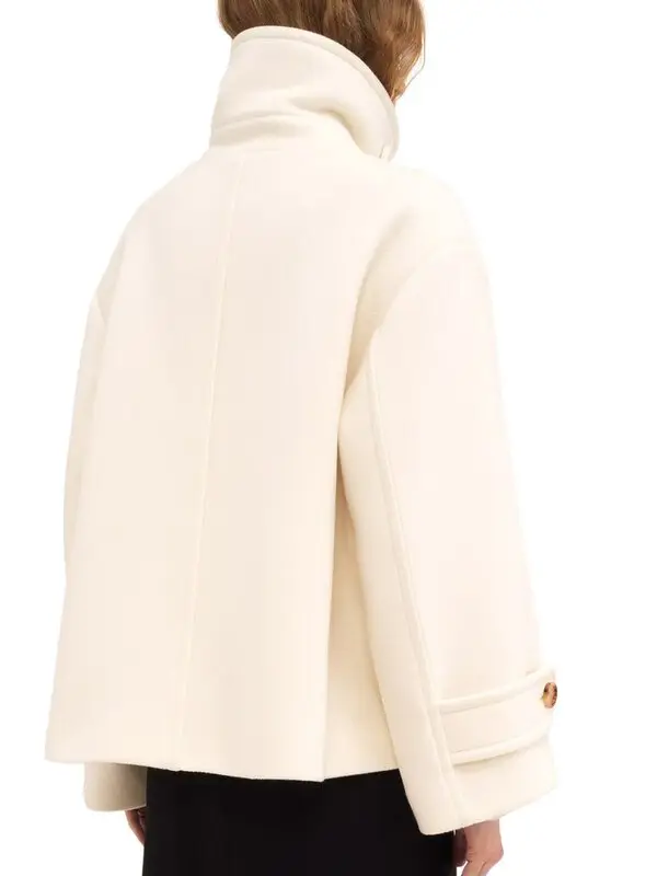 Chloé Oversized Double-breasted Short Wool Coat - White