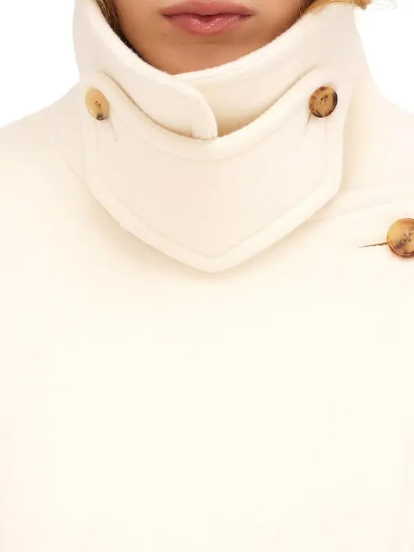 Chloé Oversized Double-breasted Short Wool Coat - White