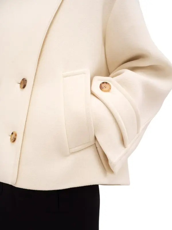 Chloé Oversized Double-breasted Short Wool Coat - White