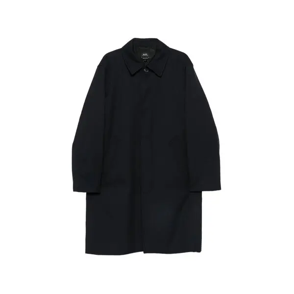 A.p.c. Single Breasted Twill Coat - Blue