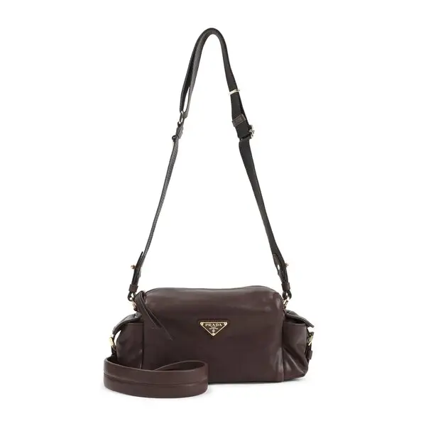 Prada Bruciato Leather Shoulder Bag With Gold-tone Hardware - Brown