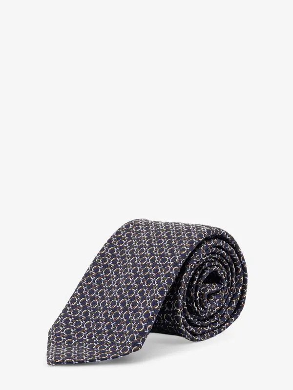FERRAGAMO Silk Tie With Intreccio Print - Multicolor