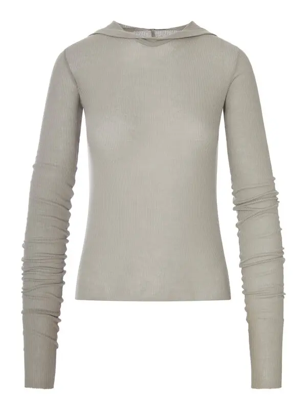 Rick Owens Ribbed Knit Hoodie - Cream