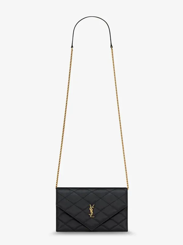 Saint Laurent Leather Crossbody Bag With Metal Cassandre Logo - Multicolor