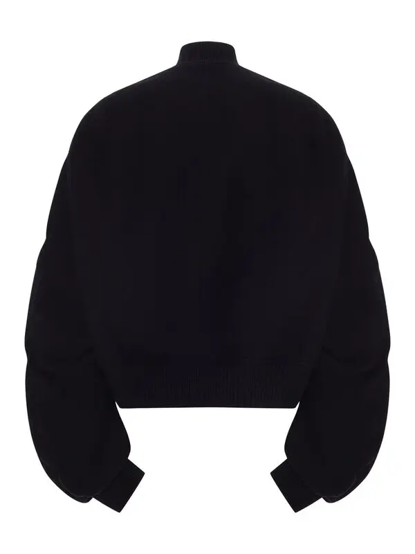 Rick Owens Cropped Bomber Jacket With Voluminous Sleeves In Wool - Black