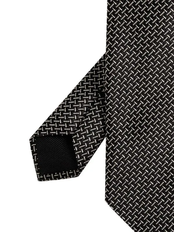 TOM FORD Silk Tie With Geometric Pattern - Black