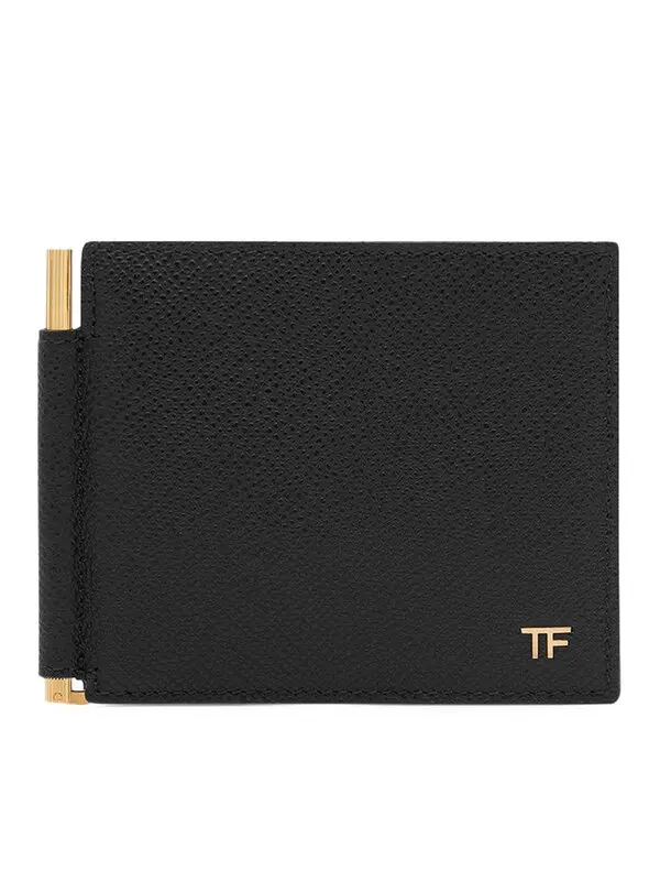 TOM FORD Hammered Leather Wallet With Money Clip - Black