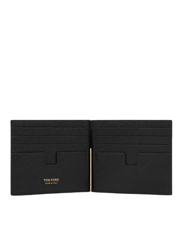TOM FORD Hammered Leather Wallet With Money Clip - Black