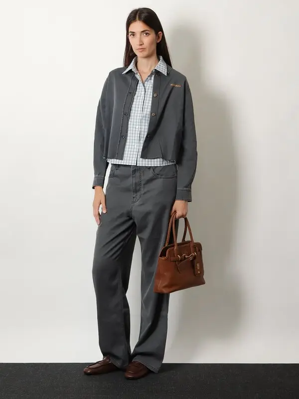 Miu Miu Aventure Leather Handbag With Embossed Logo